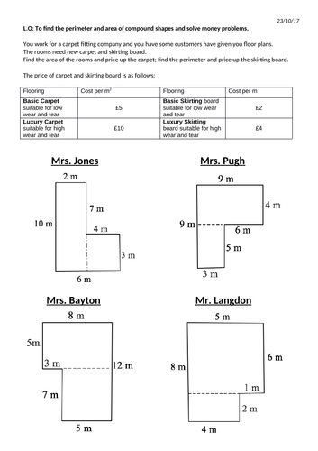 Area and perimeter of compound shapes real-life problem: Home ...