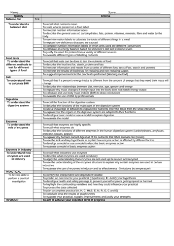 Science (Biology, Chemsitry, Physics) Checklist _KS3 (With bits of GCSE ...