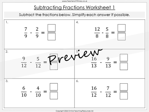 Adding and Subtracting Fractions - Year 4 | Teaching Resources