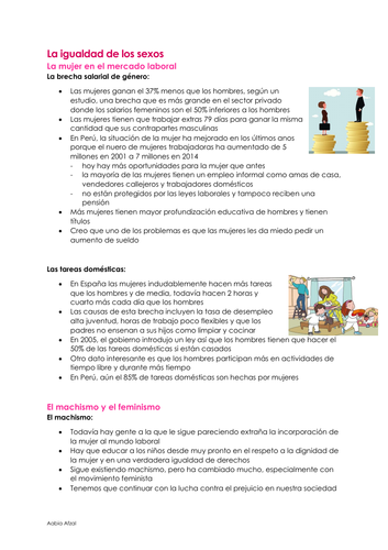 AQA La Igualdad de los Sexos NOTES for NEW A LEVEL SPANISH | Teaching ...