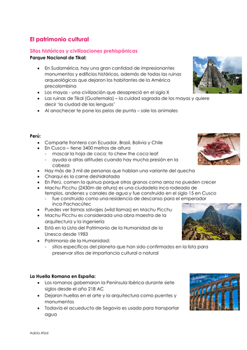 AQA El Patrimonio Cultural NOTES for NEW SPANISH A LVEL | Teaching ...