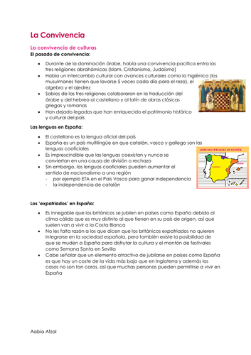 AQA La Convivencia NOTES for NEW SPANISH A LEVEL | Teaching Resources
