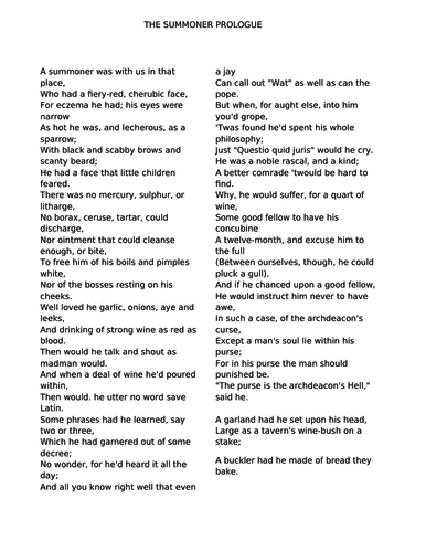 THe Canterbury Tales | Teaching Resources