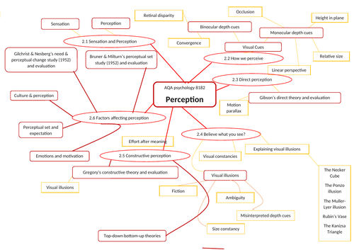GCSE AQA psychology perception revision mind map 8182 | Teaching Resources