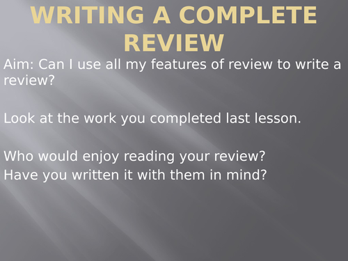 Writing a review and comment | Teaching Resources