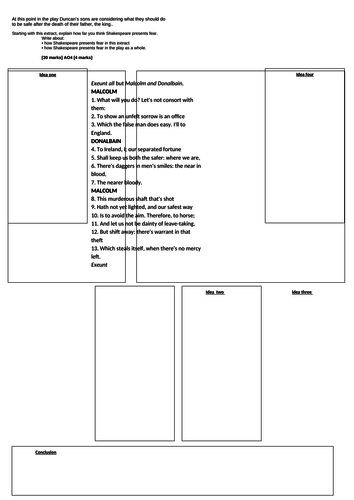 Macbeth Essay Planning Templates- with extracts and model | Teaching ...