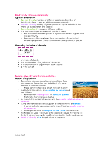 AQA AS Biology Notes for NEW 2017 A LEVEL | Teaching Resources