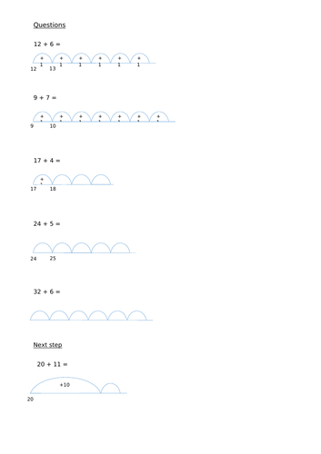 Differentiated addition worksheets - adding on a number line | Teaching ...