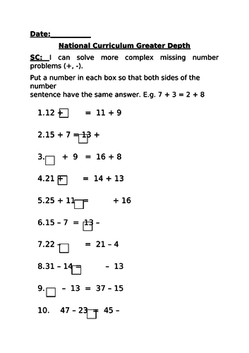 Year 2 National Curriculum Greater Depth Maths | Teaching Resources