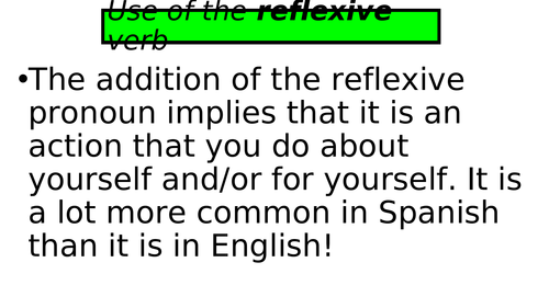 SPANISH A LEVEL REFLEXIVE VERBS AND PRONOUNS | Teaching Resources