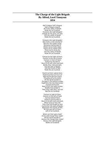 GCSE AQA Poetry - Comparison of Bayonet Charge and Charge of the Light ...