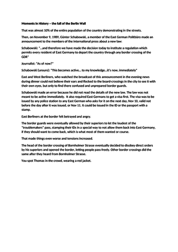 Berlin Wall Escape Room - remote learning/ end of year activity ...