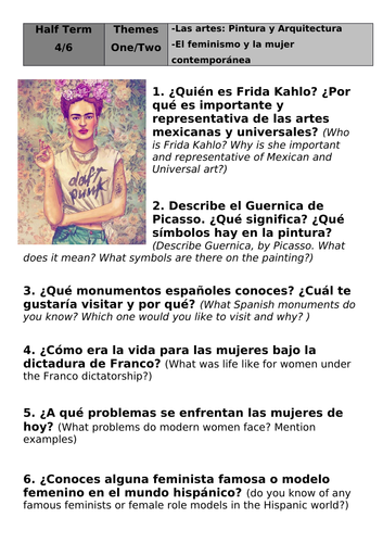 SPANISH A LEVEL FIRST YEAR RESEARCH QUESTION TASKS | Teaching Resources