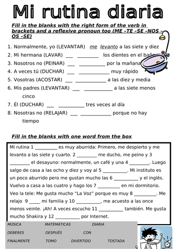 SPANISH GCSE REFLEXIVE VERBS AND DAILY ROUTINE sheet | Teaching Resources