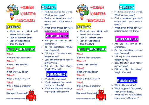 Guided Reading Bookmark | Teaching Resources