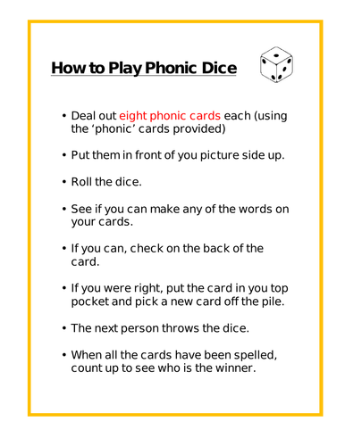 Phonic DICE Game | Teaching Resources