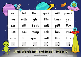Alien Words Roll and Read - Letters and Sounds Phase 2 | Teaching Resources