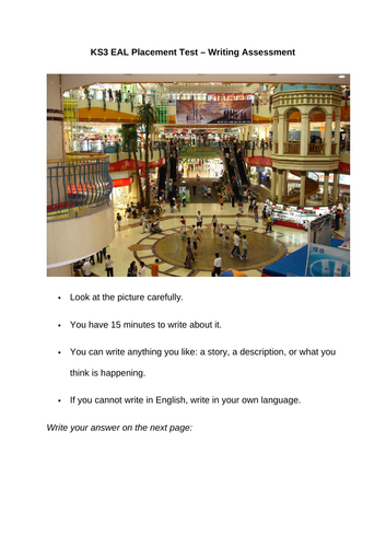 KS3 EAL Placement Test: Reading & Writing Assessment for New Arrivals ...