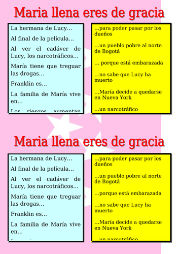 MARÍA LLENA ERES DE GRACIA - THREE A- LEVEL LANGUAGE TASKS | Teaching ...