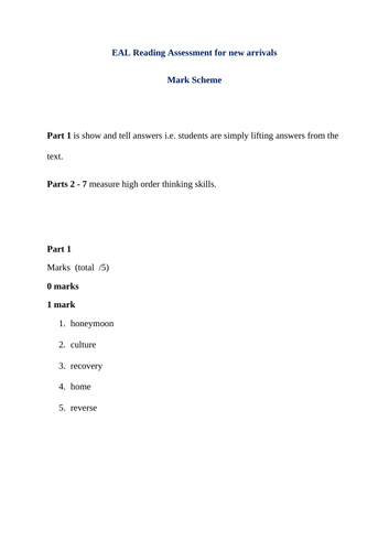 EAL Placement Test: Reading & Writing Assessment for New Arrivals (Ages ...