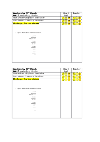Y6 Sats revision- revise long multiplication and long division ...