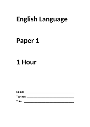AQA English Language Paper 1, Questions 1 - 5 | Teaching Resources
