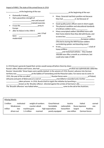 Edexcel: 2.2c: Russia: Impact of WW1 | Teaching Resources