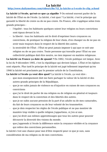 La laïcité à l’école en France | Teaching Resources