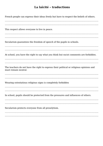 La laïcité à l’école en France | Teaching Resources