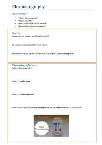 GCSE AQA 9-1 NEW Chromatography lesson | Teaching Resources