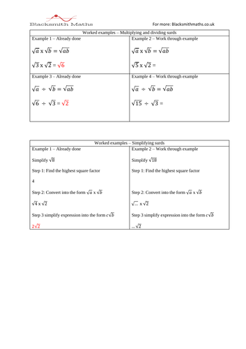 Simplifying surds - Lesson bundle | Teaching Resources