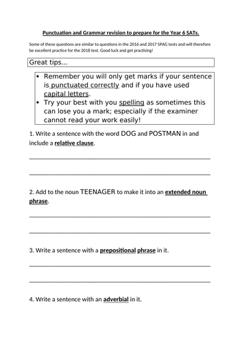 Grammar practice for Year 6 tests, exams, 11+, SATs | Teaching Resources