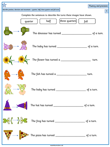 Year 1- Position and Direction Differentiated Worksheets- White Rose ...