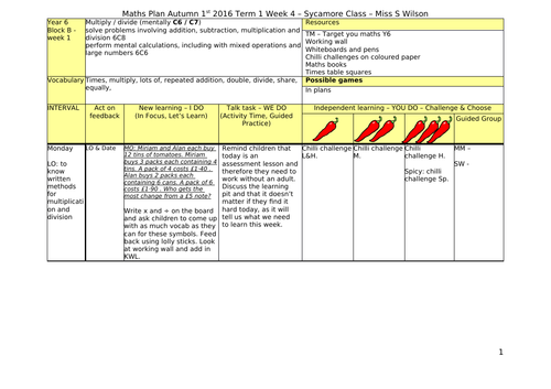 Year 6 Autumn term maths plans with differentiation. | Teaching Resources