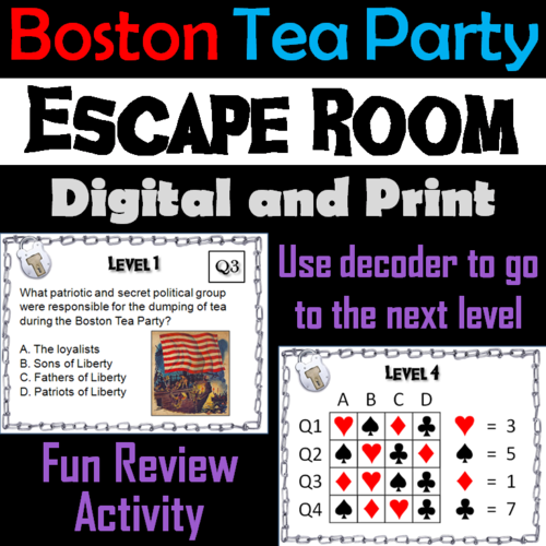Boston Tea Party: Escape Room - Social Studies | Teaching Resources