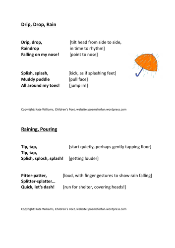 RAIN - RHYMES + WRITING SHEET + Guide Sheet, EY/KS1 | Teaching Resources