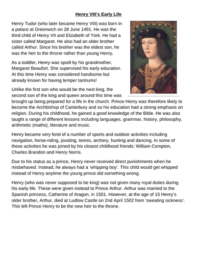 Would the young Henry VIII make a good king? (TWO FULL LESSONS ...