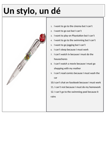 KS3/4 French - Pool of resources on Modal Verbs + hobbies (oral and ...