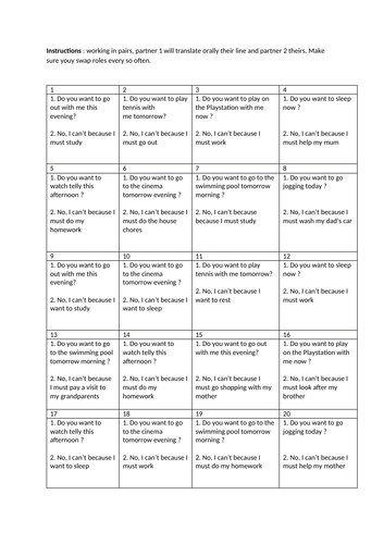 KS3/4 French - Pool of resources on Modal Verbs + hobbies (oral and ...