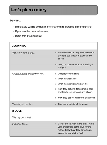 How Do I Plan A Story? (9-14 years) | Teaching Resources
