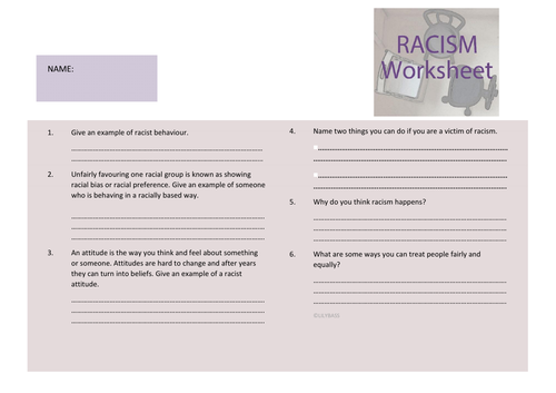 Racism Quiz and Worksheet (UK) | Teaching Resources