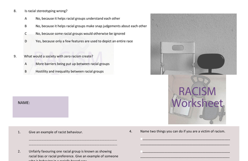 Racism Quiz and Worksheet (UK) | Teaching Resources