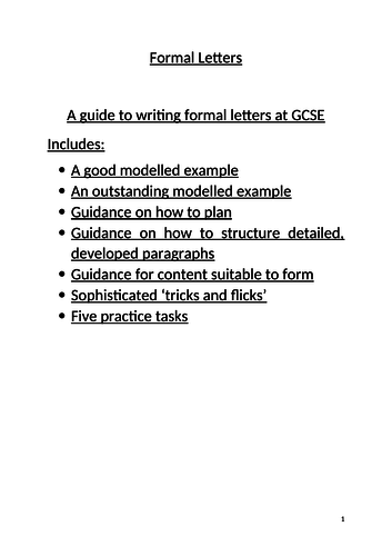 Revise Formal Letter Writing at GCSE Booklet | Teaching Resources