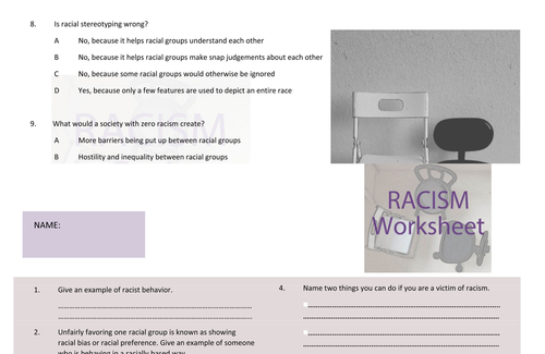 Racism Quiz and Worksheet (US) | Teaching Resources