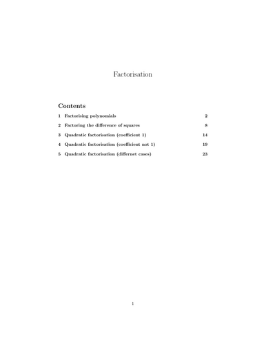Factorisation worksheet collection (with solutions) | Teaching Resources Factorisation worksheet collection (with solutions) | Teaching Resources