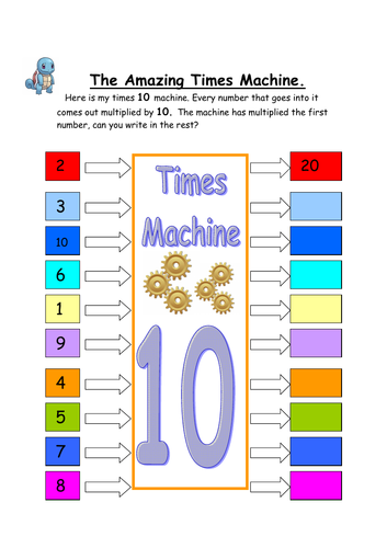 Times table practice from 6x to 12x . 'Times Machine' fun worksheet ...