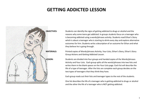 Alcohol Addiction group activity and lesson (UK) | Teaching Resources