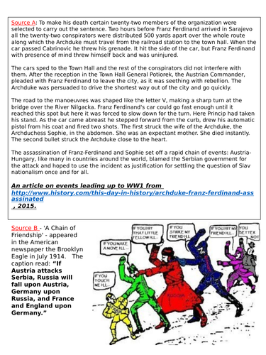 Assessment practice for 'how useful questions', using sources. Causes ...