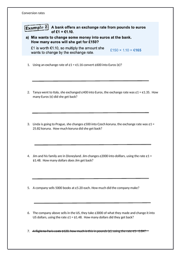 GCSE Maths/Functional Skills - Currency Conversion | Teaching Resources