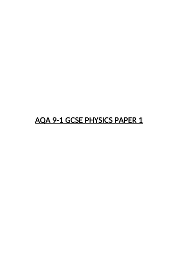 AQA GCSE TRIPLE SCIENCE: PHYSICS PAPER 1 | Teaching Resources